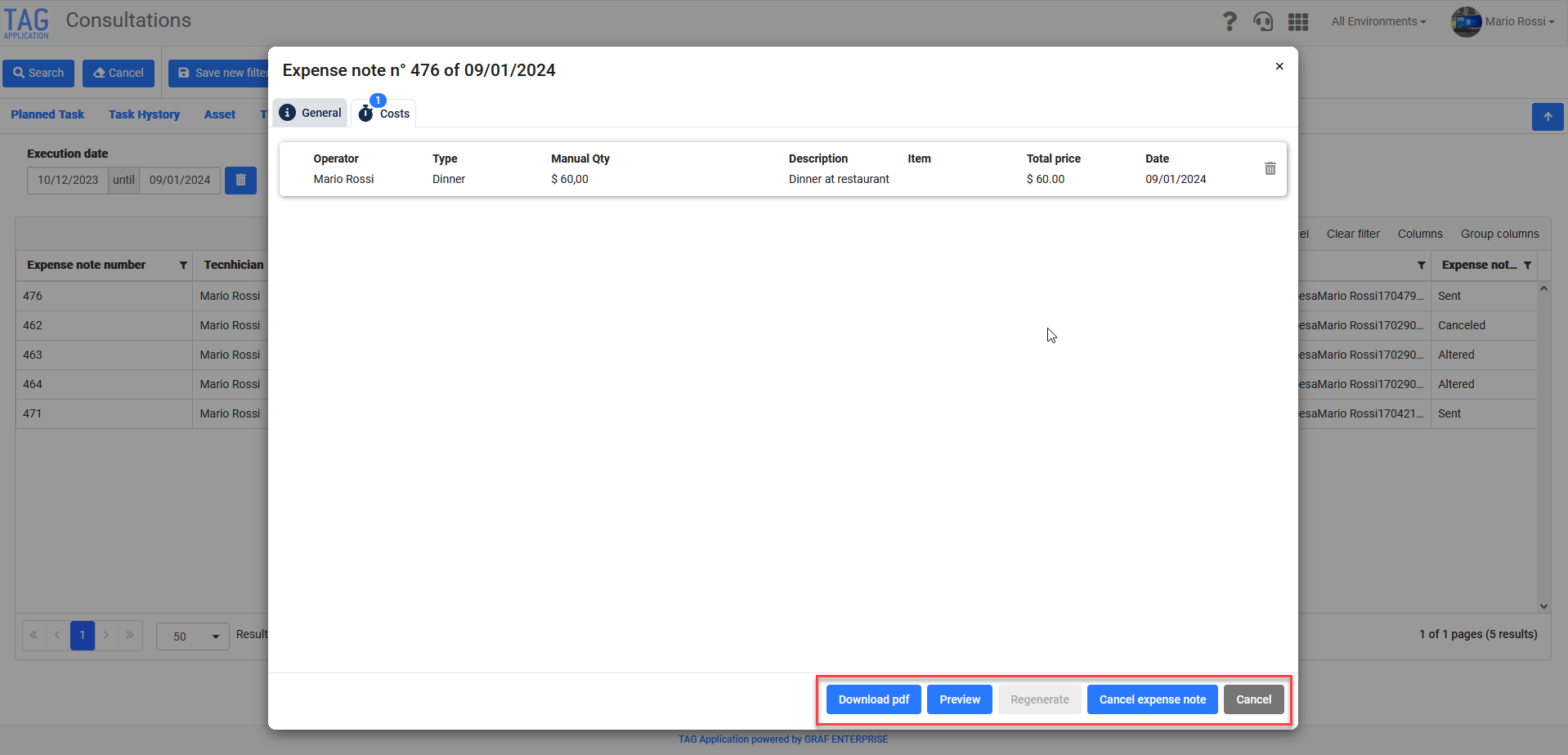 Tasks - Decommissioning detailed view