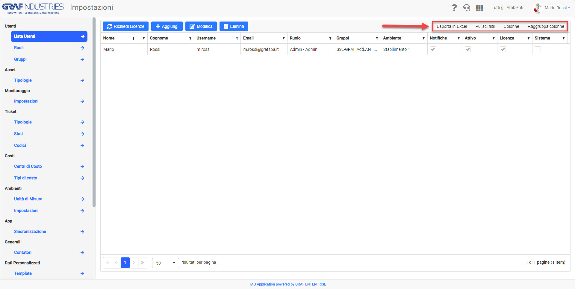 Nuova griglia “Lista Utenti” nelle impostazioni e Foto asset nelle attività