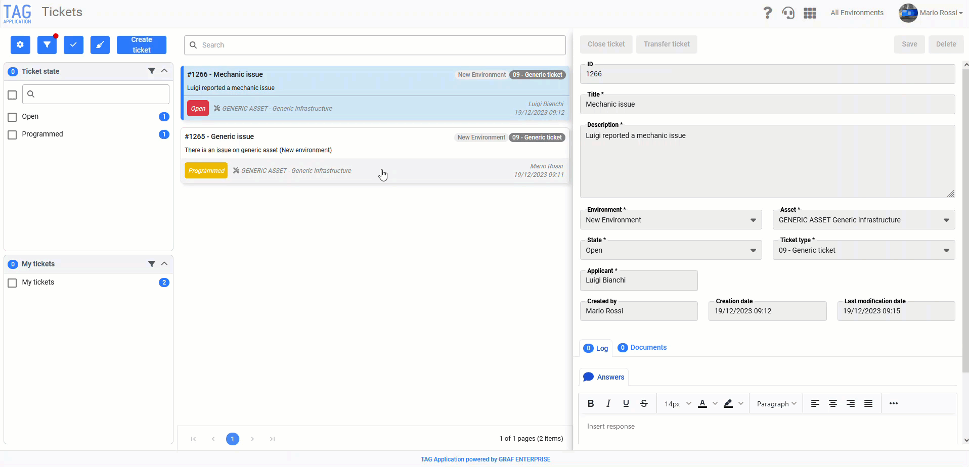 Tasks - Decommissioning detailed view