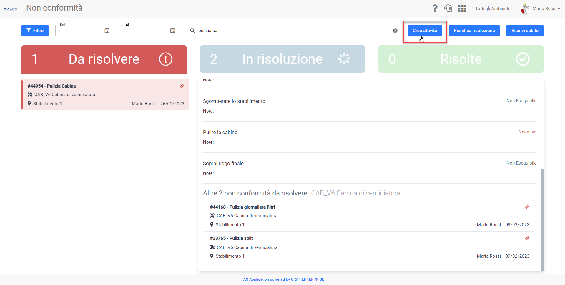 Schedulazioni con sotto attività e log sui ticket per App